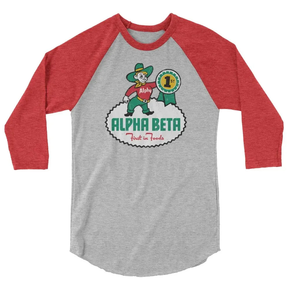Alpha Beta Grocery Store unisex 3/4 sleeve raglan baseball tee – Bygone ...