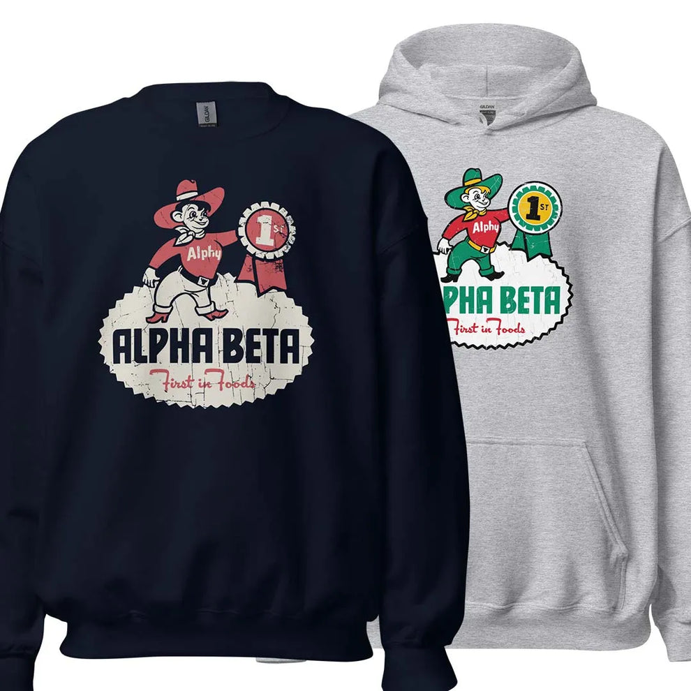 Alpha Beta Grocery Store Unisex Retro Crewneck & Hoodie Sweatshirt ...