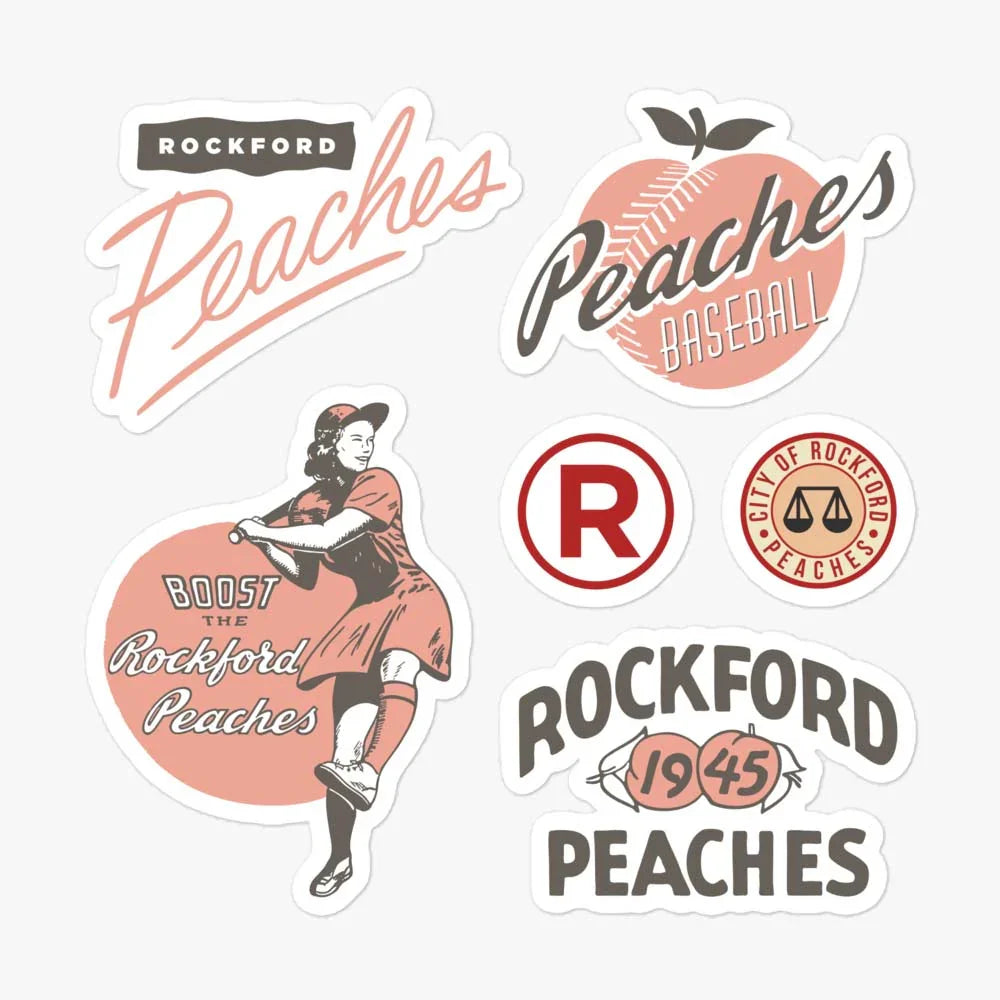 Rockford Peaches Baseball Retro Sticker Sheet – Bygone Brand